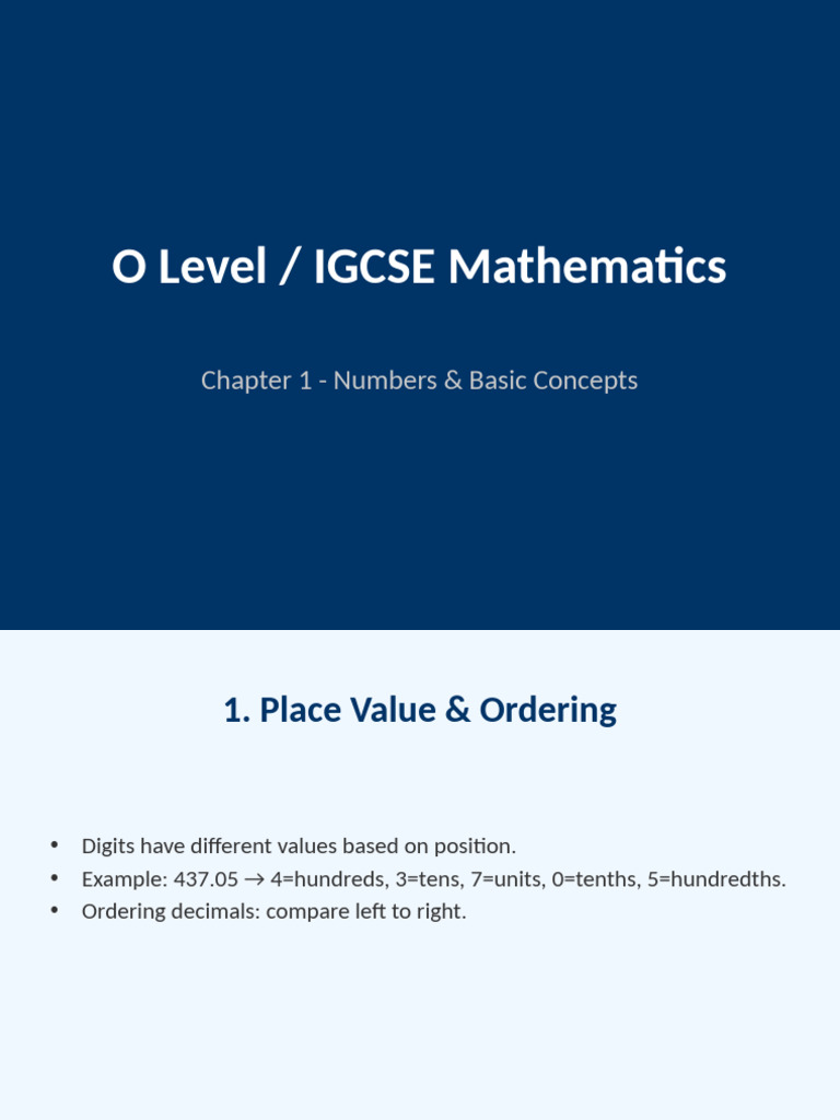 Olevel IGCSE Math Chapter1 Stylish | PDF