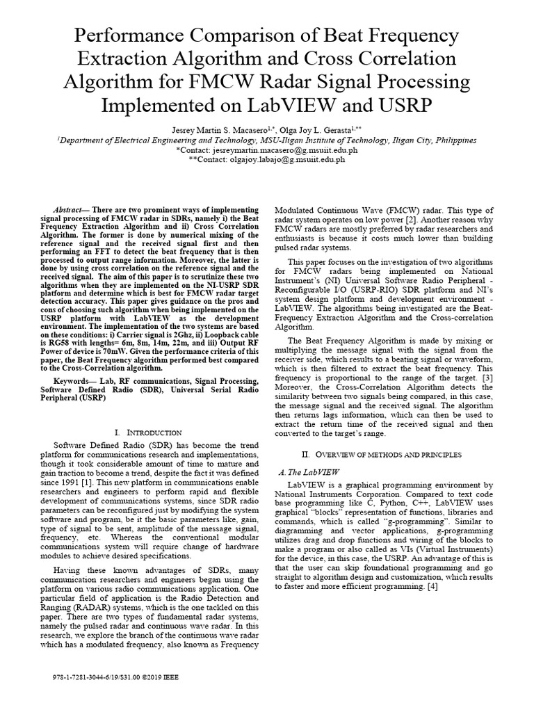 Performance Comparison of Beat Frequency | PDF | Software Defined Radio ...