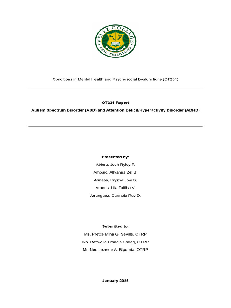 ASD and ADHD: Conditions Overview Report | PDF | Autism | Mental Disorder
