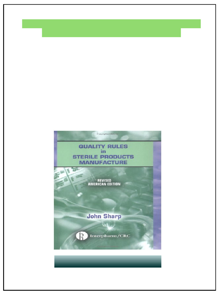 Quality Rules in Sterile Products Revised American Edition John Sharp ...
