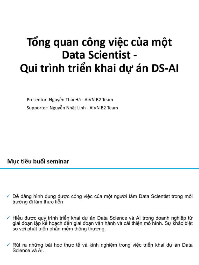 Tổng Quan Công Việc Của Data Scientist - v2 | PDF