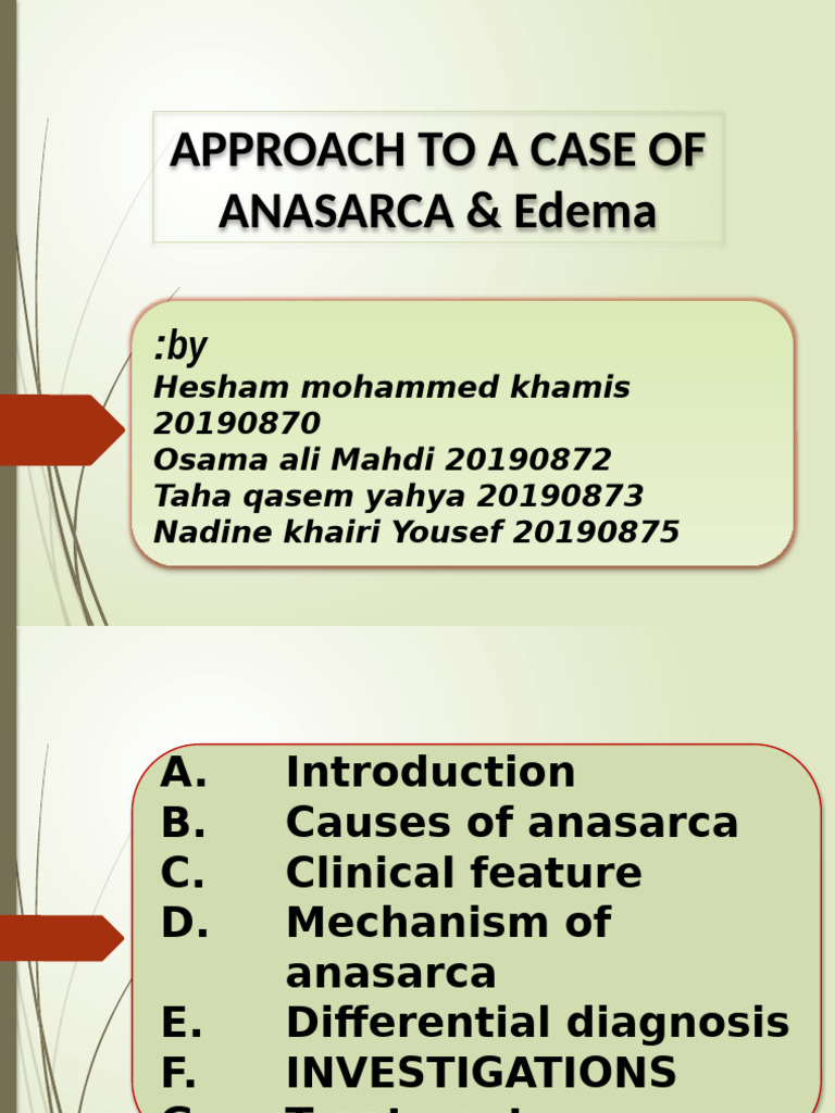Anasarca: Causes, Diagnosis, and Treatment | PDF | Edema | Medical ...