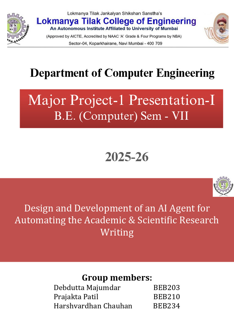 Major - Project - I - Presentation - 1 2025-26 Template | PDF | Information Science | Computing
