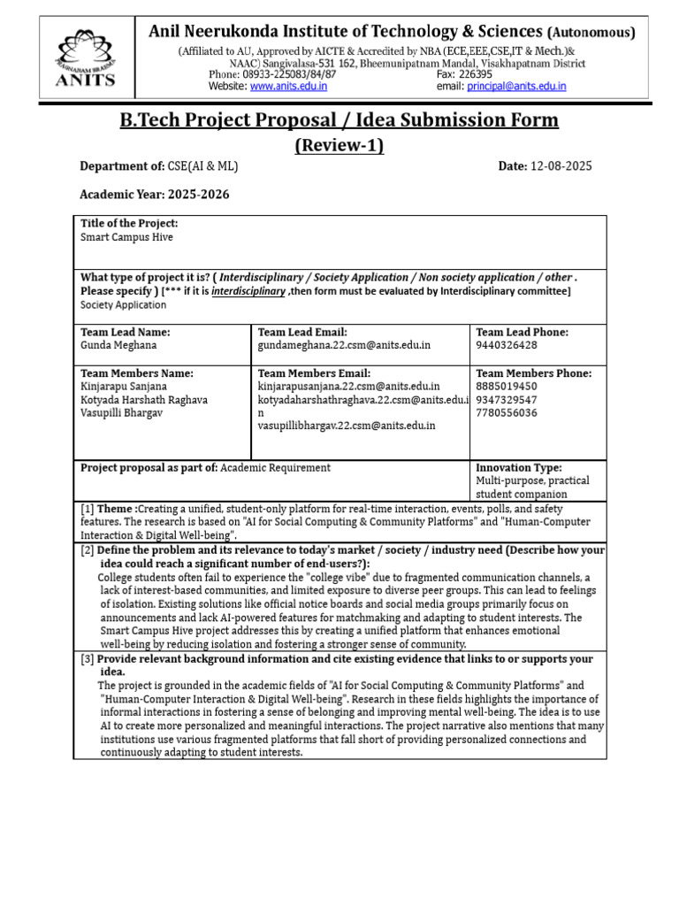 Project Idea Submission Form - 250812 - 091402 | PDF | Artificial ...