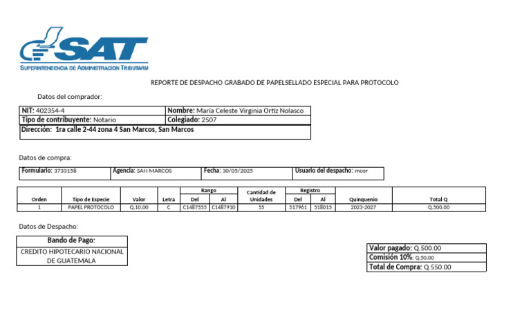 Pago de Hojas Protocolo en Sat | PDF