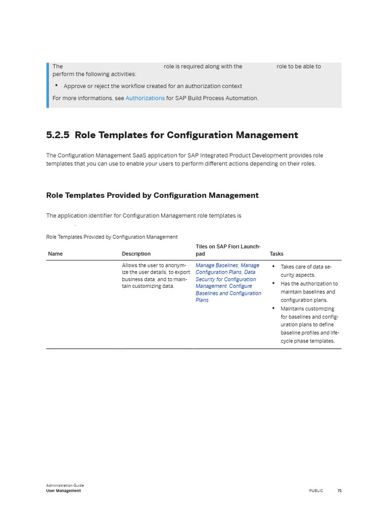 SAP Role Templates for Configuration Management | PDF | Application ...
