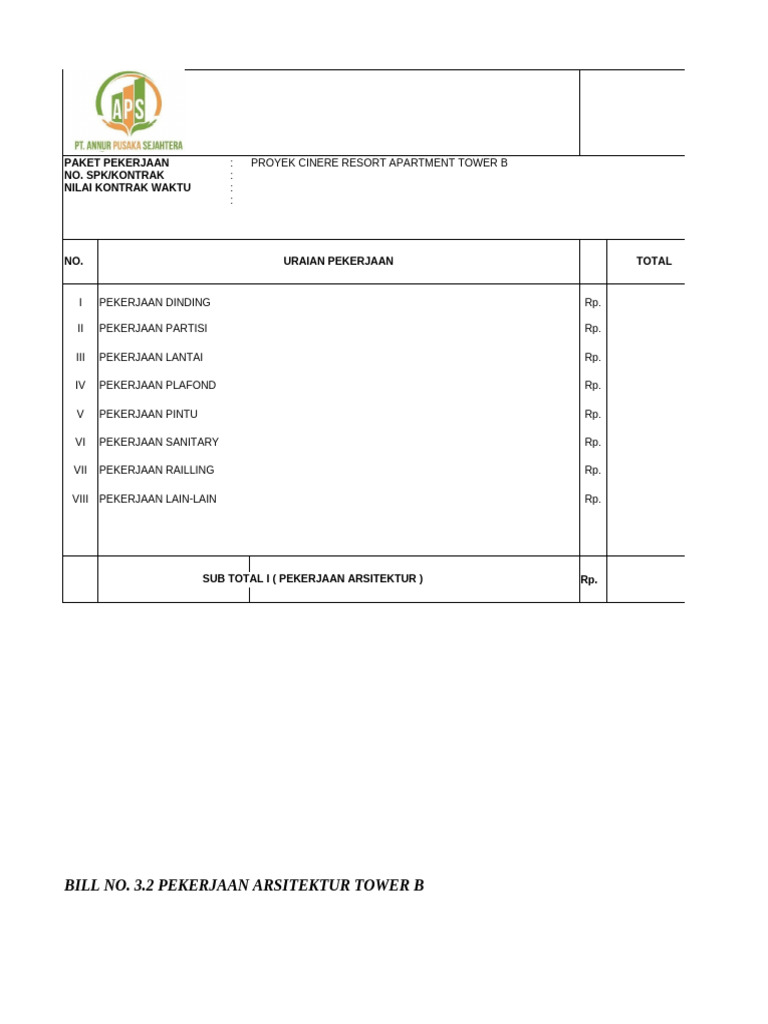 Boq Arsitek Acr | PDF