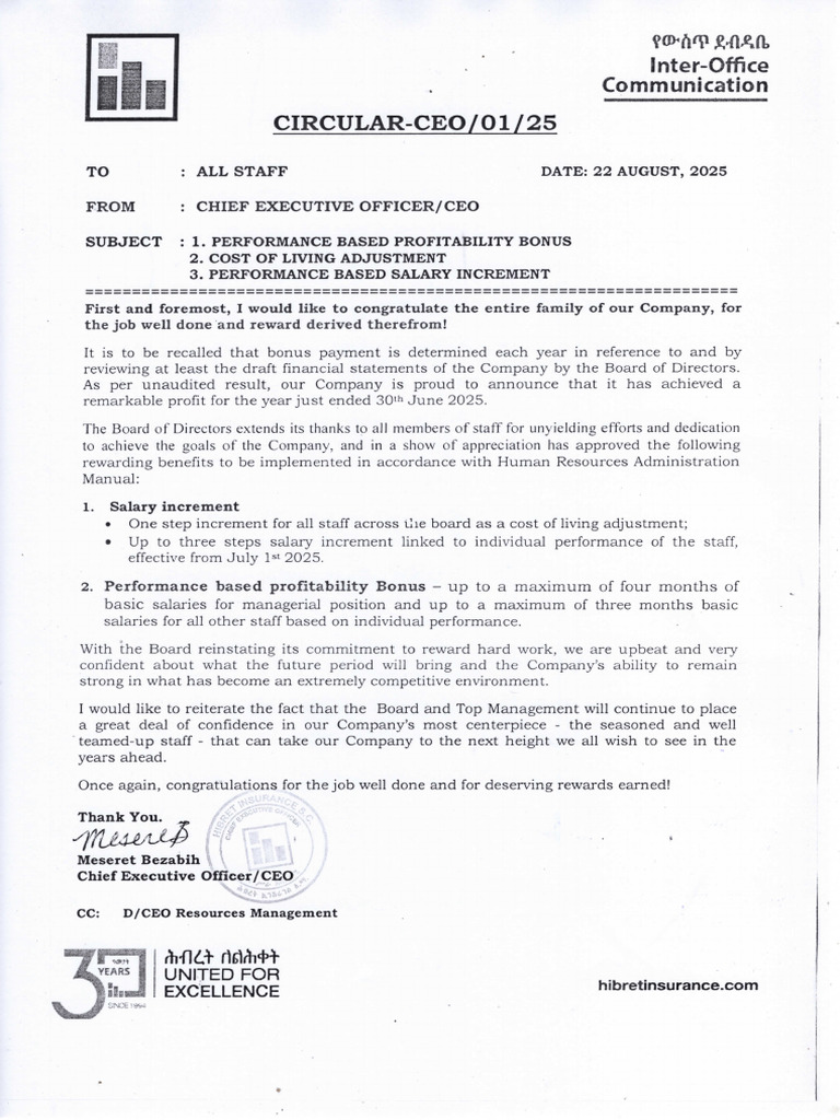 Profitability Bonus and Salary Increment | PDF