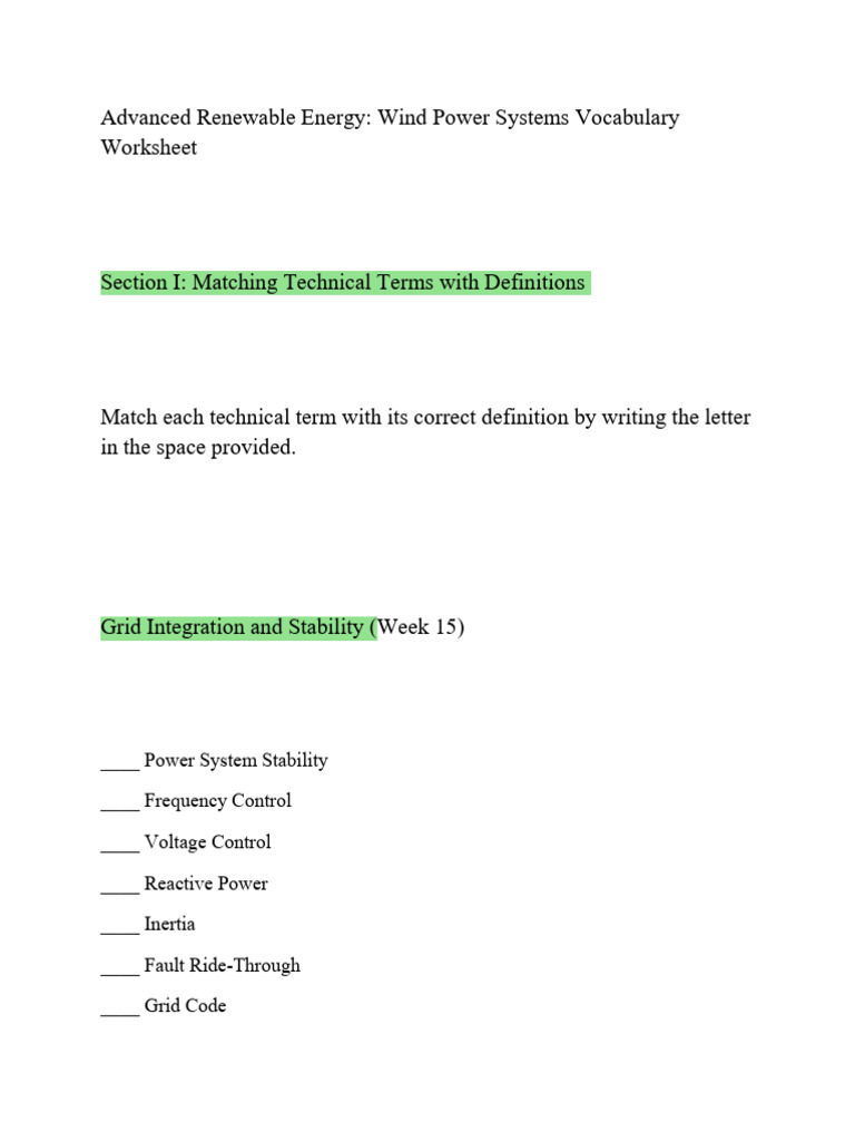 Energy Worksheet | PDF | Electrical Grid | Wind Turbine