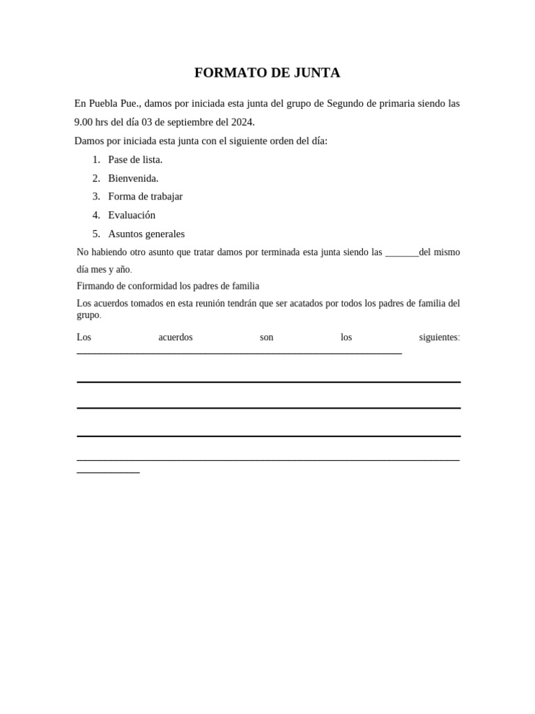 Formato de Junta Abril | PDF