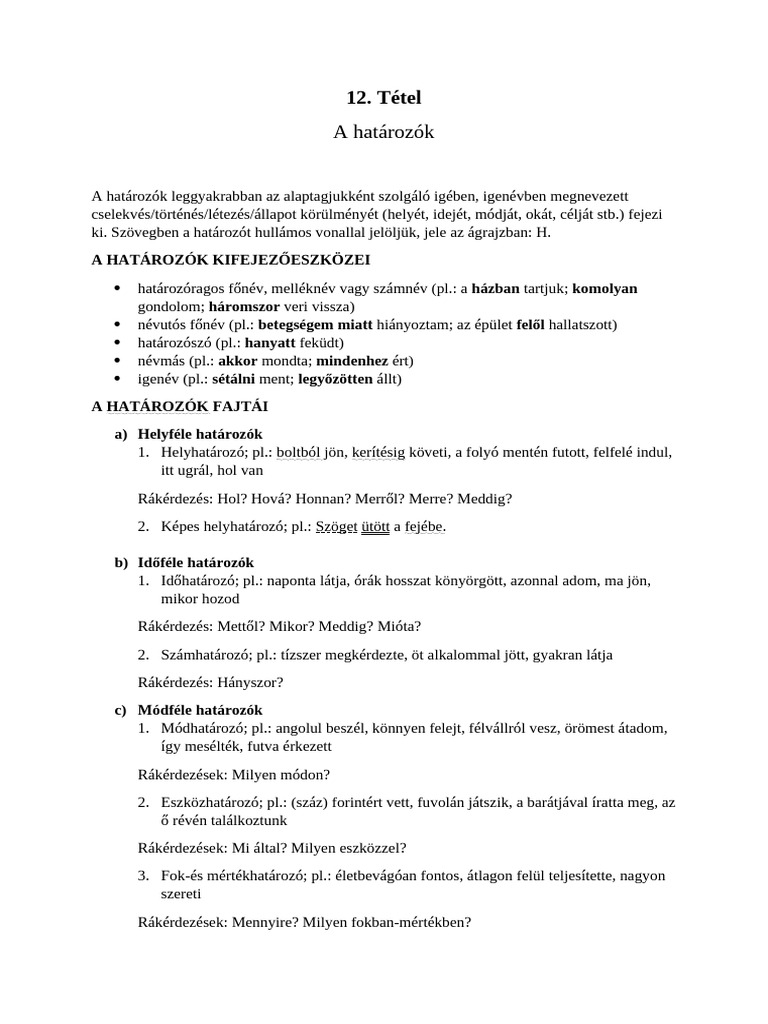 Tétel-A Határozó | PDF