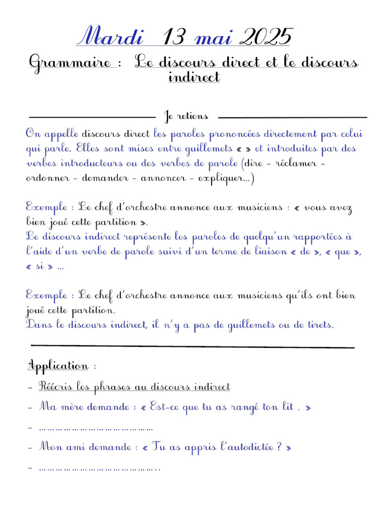 Le Discours Direct Et Le Discours Indirect | PDF