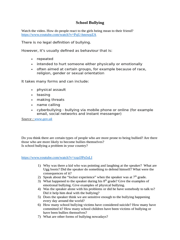 School Bullying | PDF
