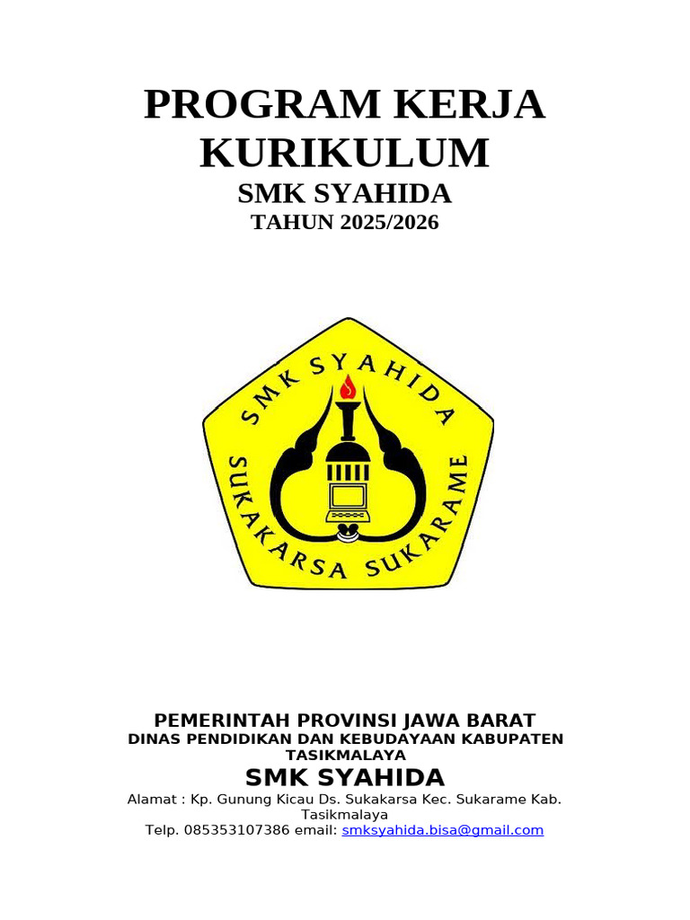 Program Kerja Kurikulum SMK Syahida 2025 | PDF