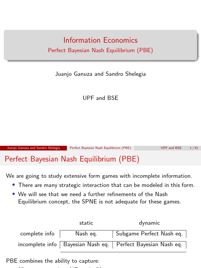 Understanding Perfect Bayesian Nash Equilibrium | PDF | Game Theory ...