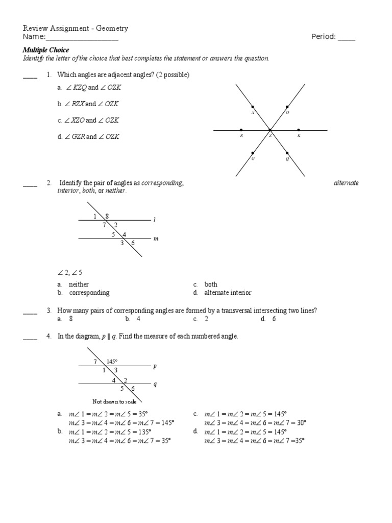 Review Assignment - Geometry | PDF | Triangle | Angle