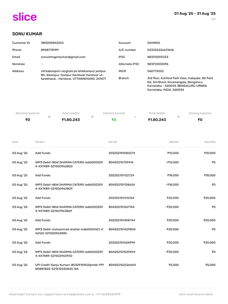Slice Statement 01Aug25 31Aug25 (1) | PDF | Financial Services ...