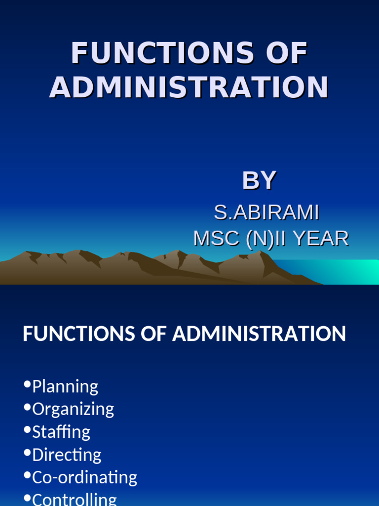 1.function of Administration1 | PDF | Mentorship | Nursing