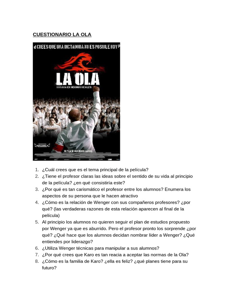 Cuestionario sobre "La Ola" | PDF