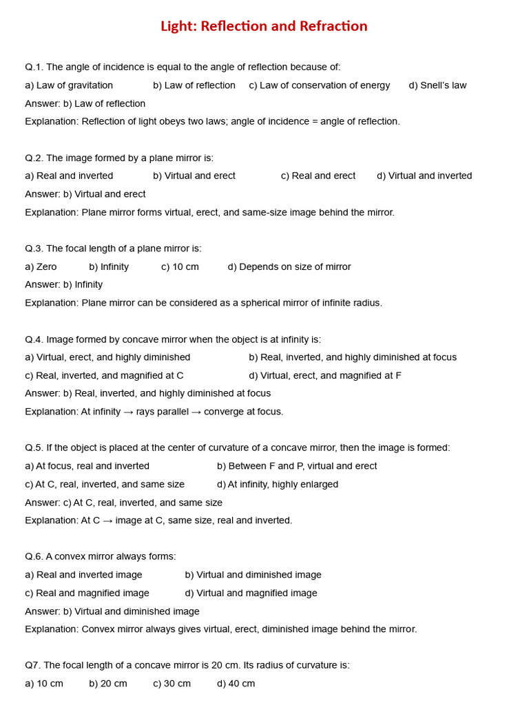 Light Reflection and Refraction | PDF | Mirror | Refraction