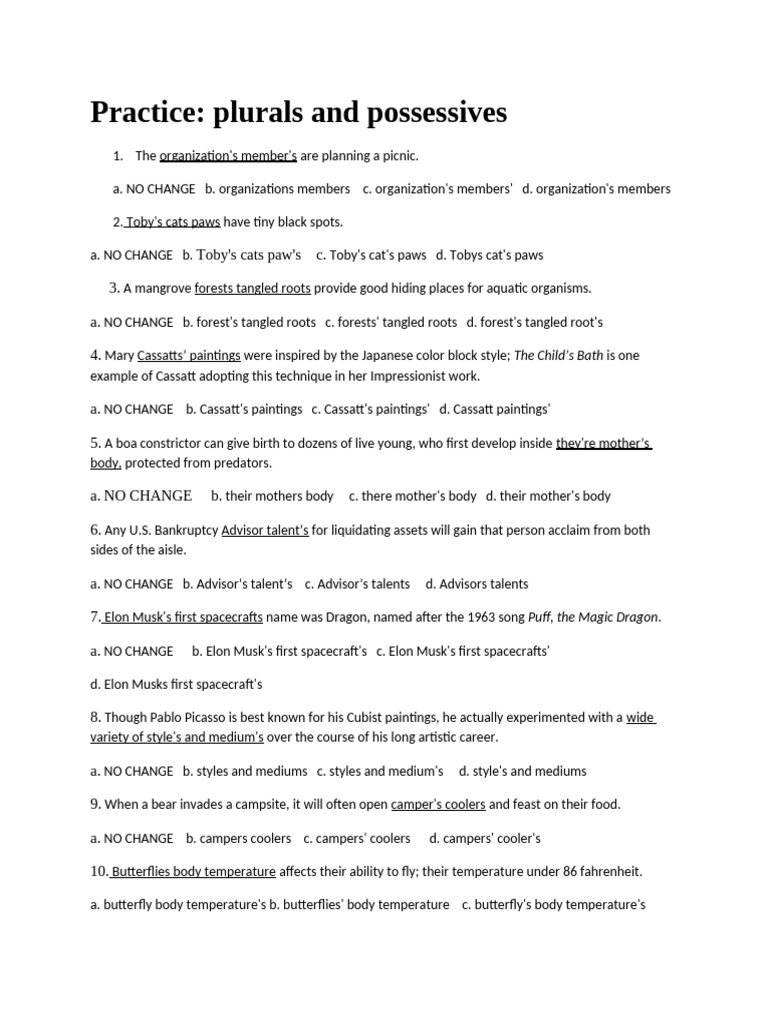 Plural and Possessives | PDF