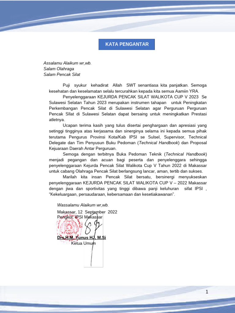 Proposal Kejurda Pencak Silat Walikota Cup V 2023 | PDF