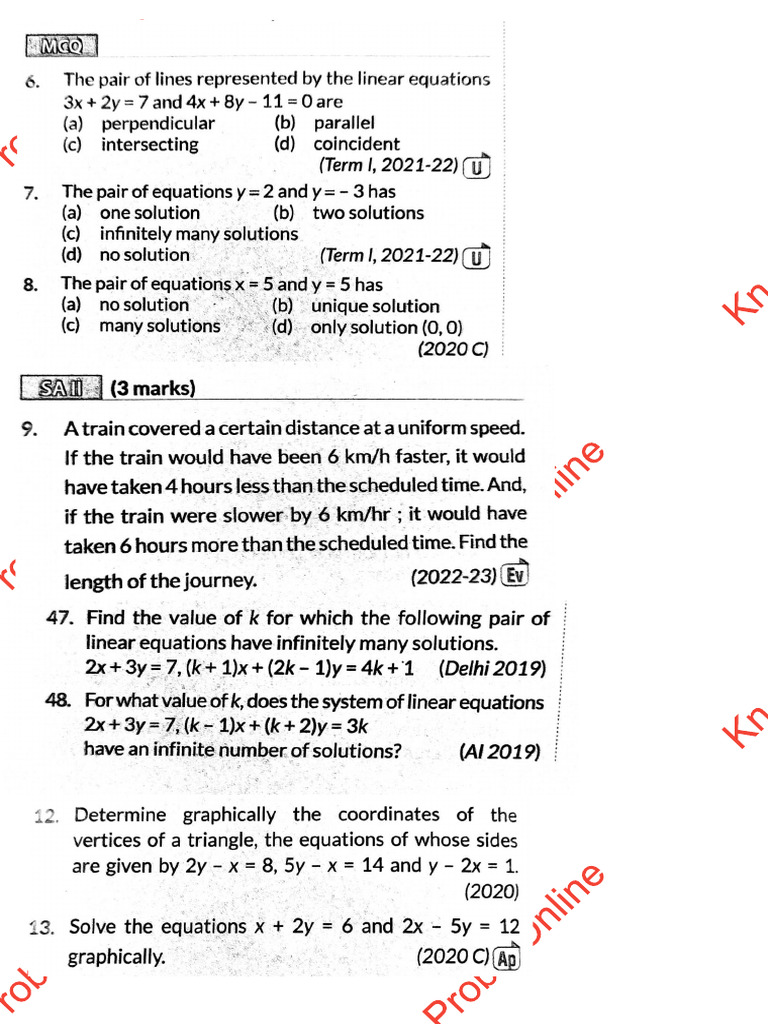 Test@Linear Equation@Polynomials@Quadratic Equations@1 | PDF