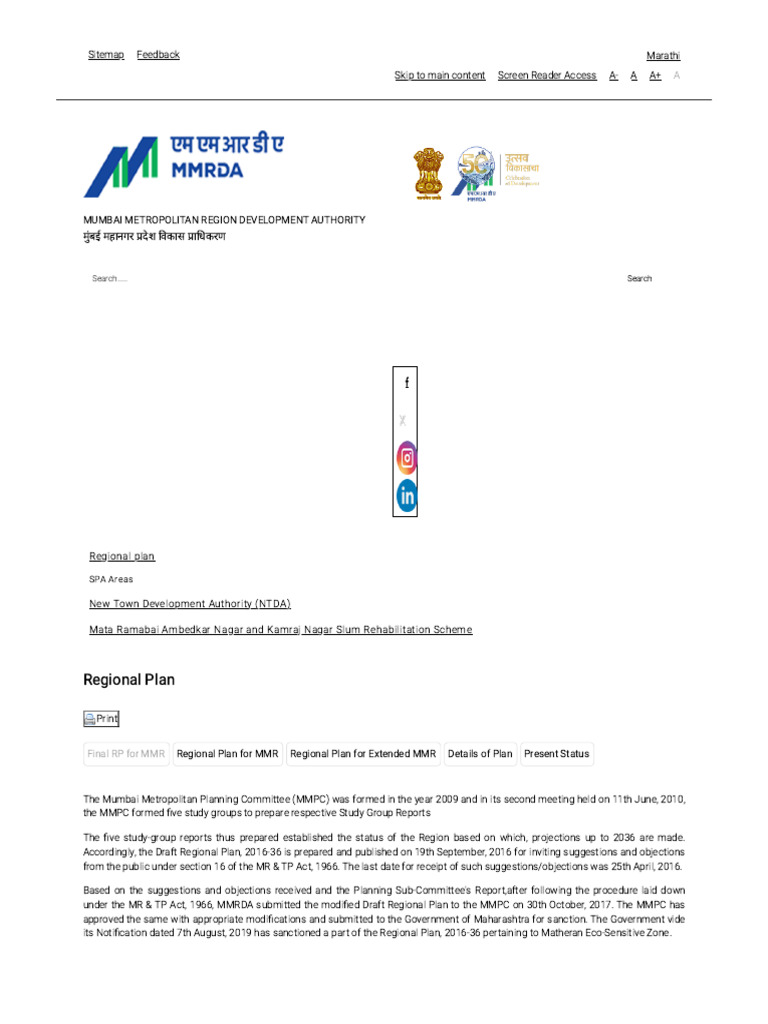 MMRDA Development Plan Overview | PDF