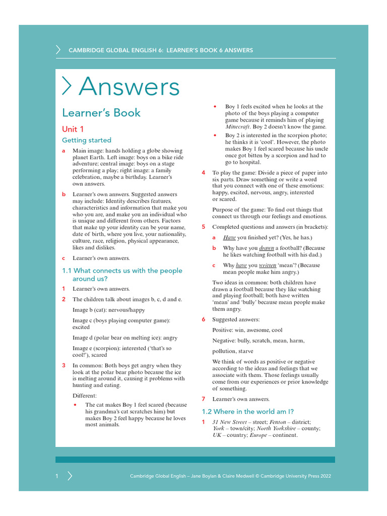 Learners Book Answers Unit 1-3 | PDF | Mouse | Amphibian