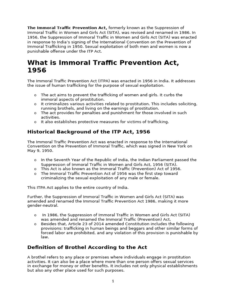 Overview of the Immoral Traffic Prevention Act | PDF | Human ...
