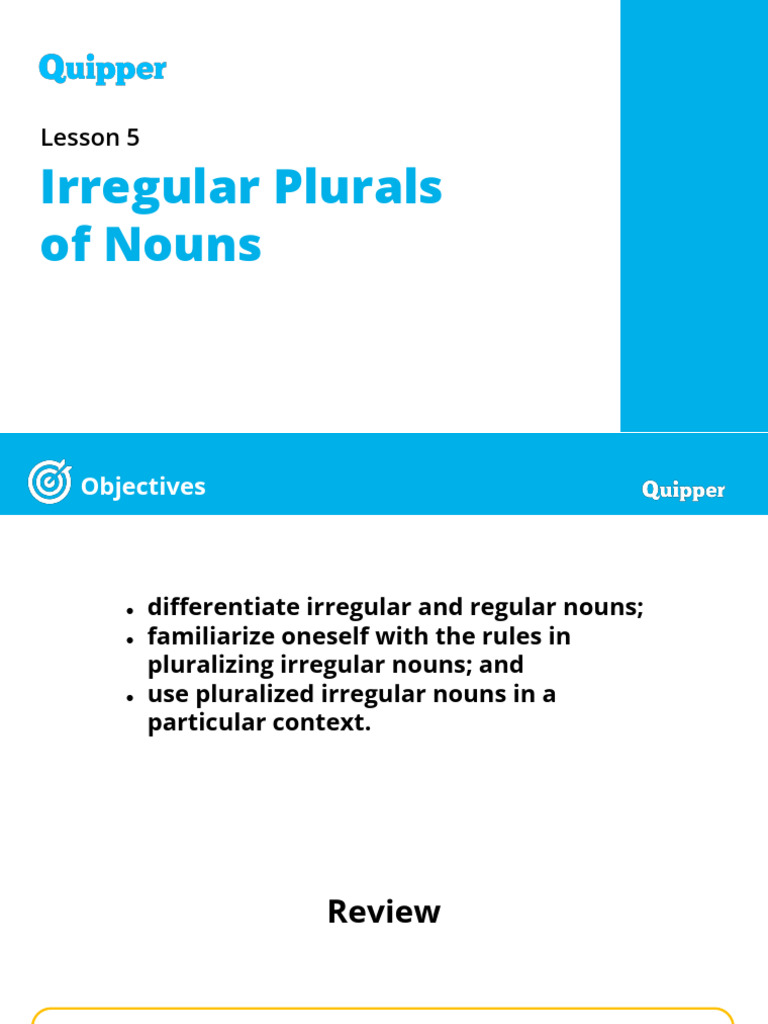 Lesson 5 - Irregular Plurals of Nouns | PDF