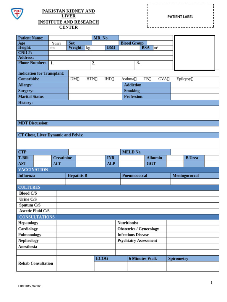 LTR F0015 - Recipient Check List Adult and Listing Meeting Outcome V2 ...