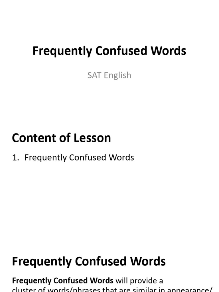 SAT English - Frequently Confused Words | PDF | Cognitive Science ...
