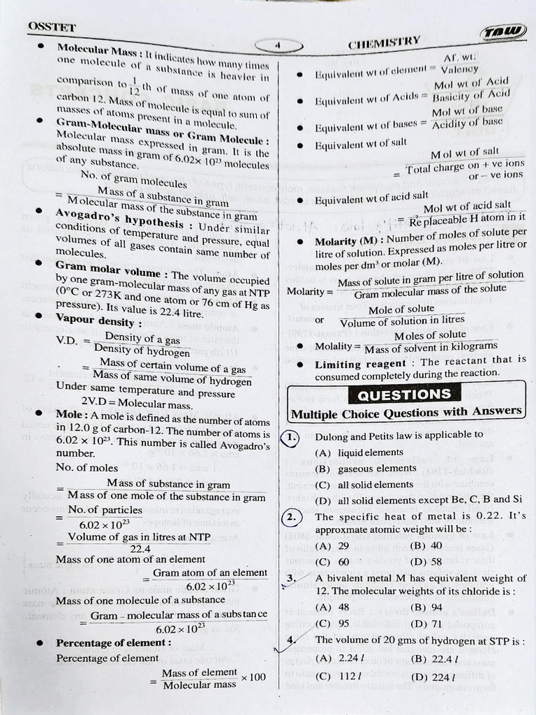 Understanding Molecular Mass and Molarity | PDF | Mole (Unit) | Molecules