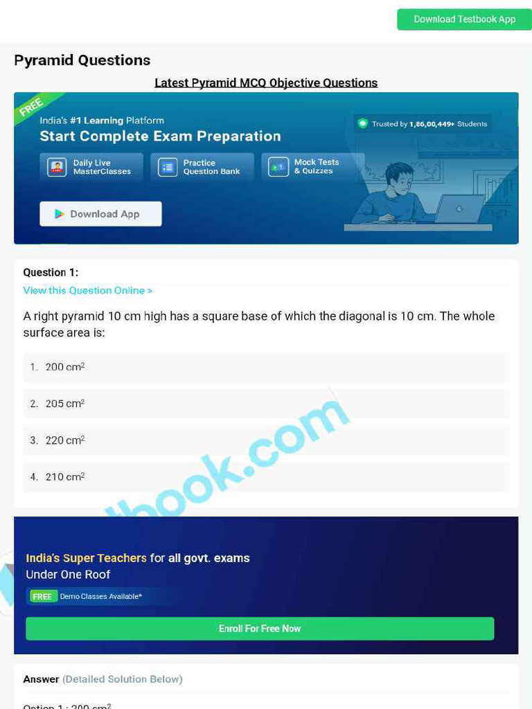 MCQ On Pyramid 5eea6a1039140f30f369e832 | PDF
