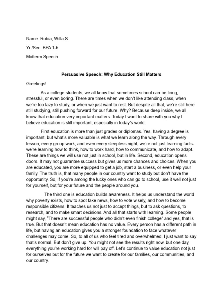 Midterm Speech | PDF