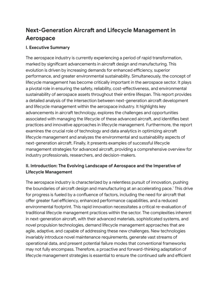 Next-Generation Aircraft and Lifecycle Management in Aerospace | PDF ...