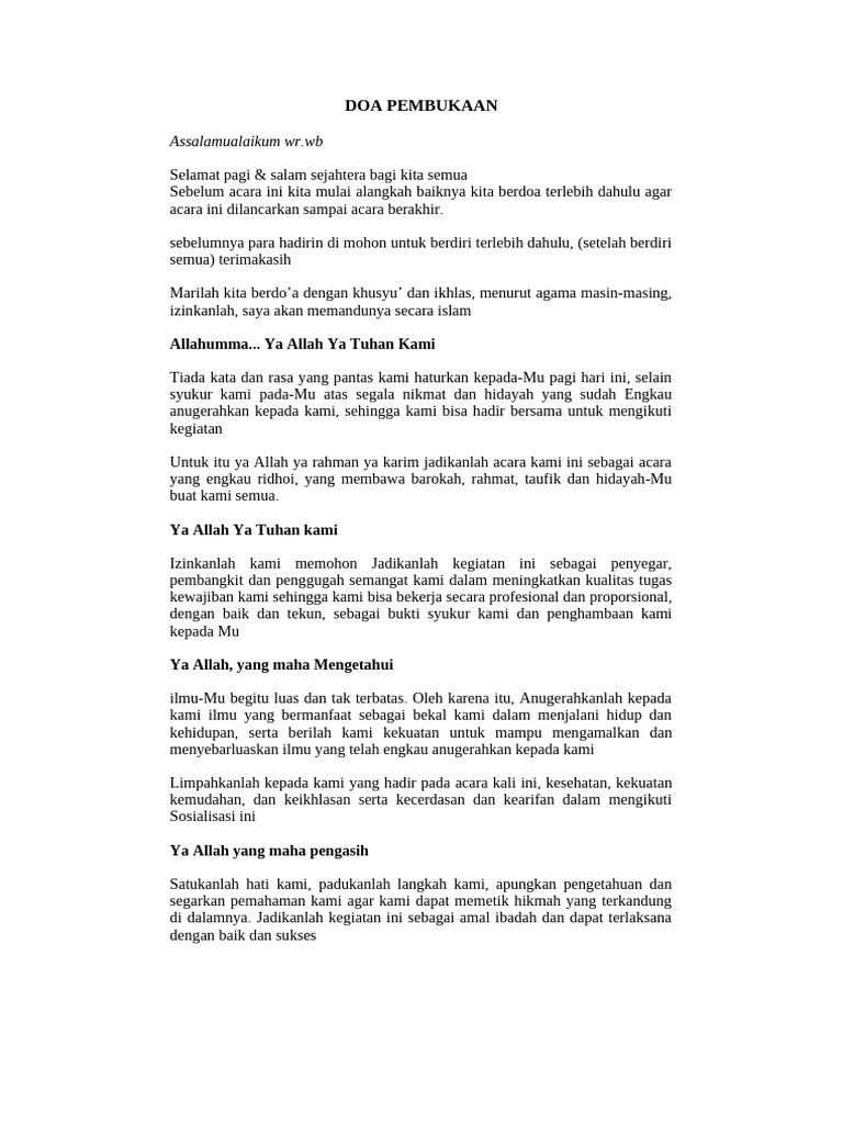 Doa Pembukaan | PDF