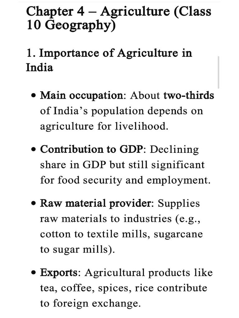 Geography Ch-4 Agriculture (Notes) | PDF