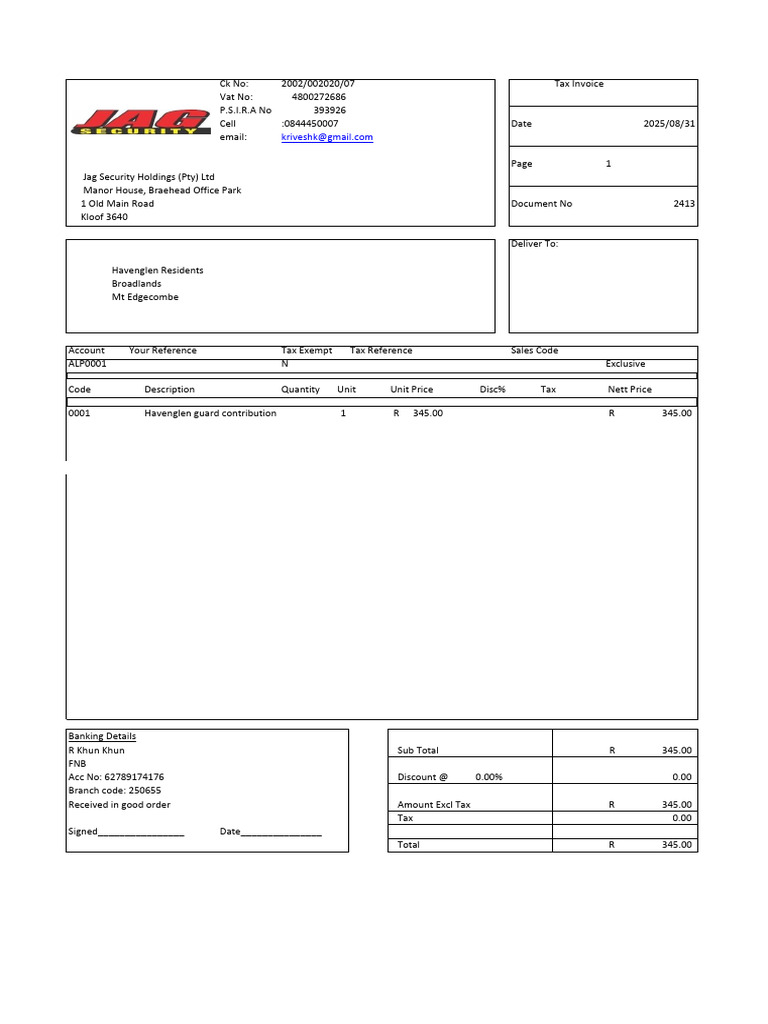 Havenglen Invoice 11 | PDF