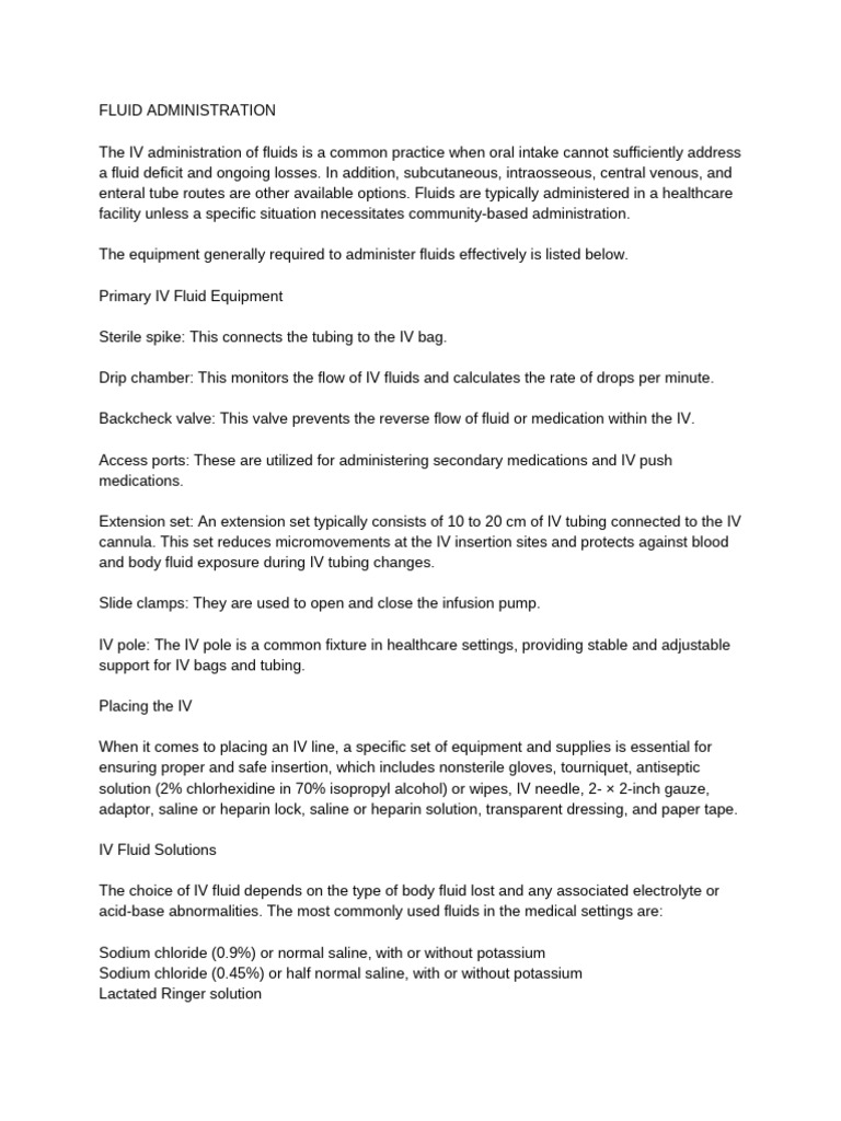 Essential Guide to IV Fluid Administration | PDF | Intravenous Therapy ...