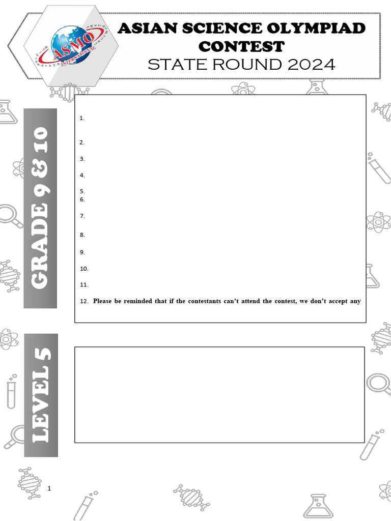 Grade 9 Science Olympiad Rules 2024 | PDF | Photosynthesis | Aluminium