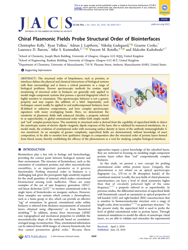 Chiral Plasmonic Fields Probe Structural Order of | PDF | Applied And Interdisciplinary Physics ...