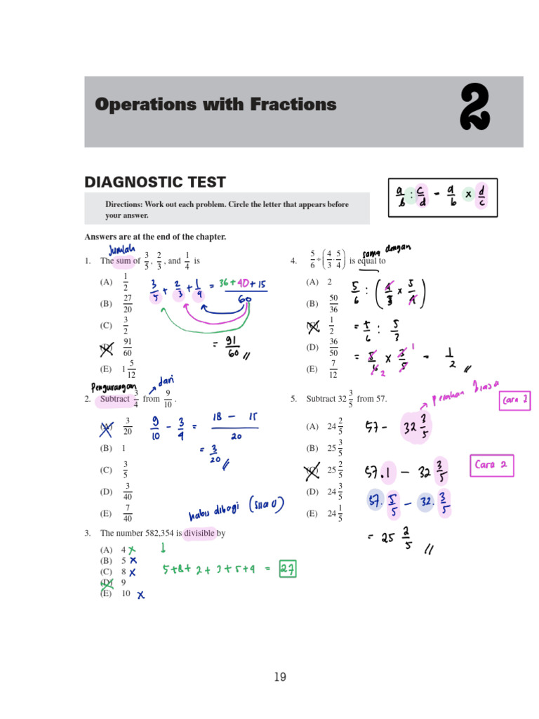 Operations with Fractions Practice Test | PDF | Multiplication ...