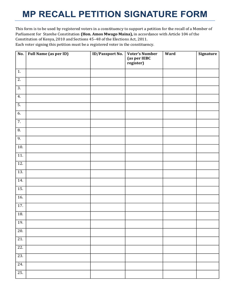 MP Recall Signature Form | PDF