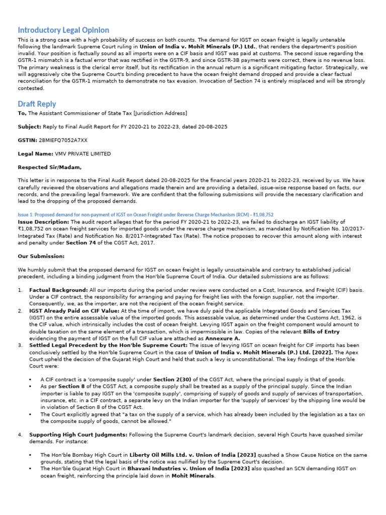 Introductory Legal Opinion | PDF | Taxes | Supreme Court Of The United ...