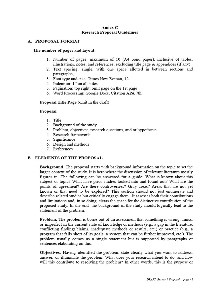 Annex C - Research Proposal Guidelines | PDF | Methodology | Science