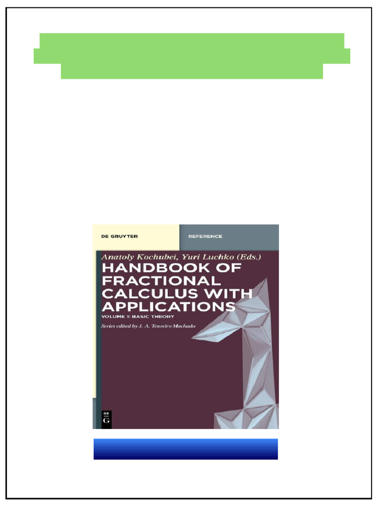 Handbook of Fractional Calculus with Applications Vol 1 Basic Theory De Gruyter Reference 1st ...
