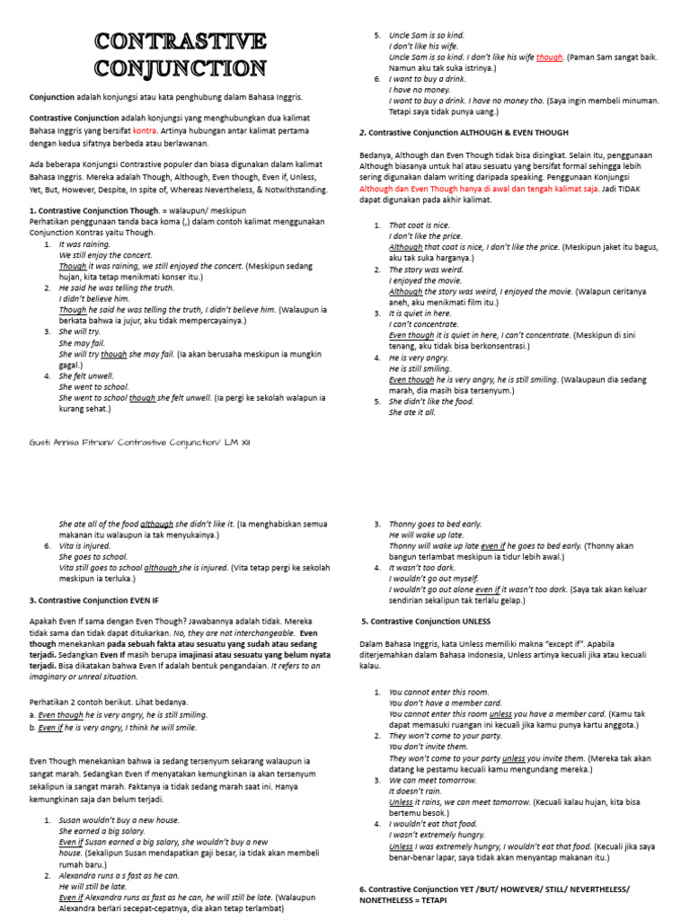 Understanding Contrastive Conjunctions | PDF | Linguistic Morphology ...