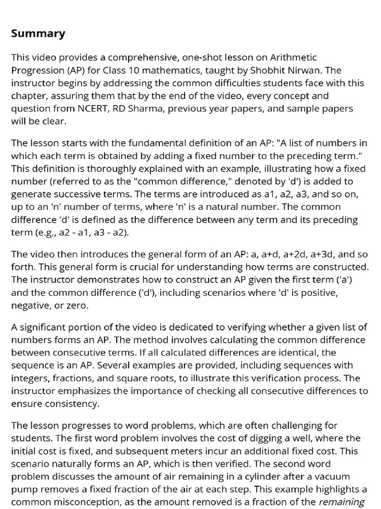 Arithmetic Progression Class 10 in One Shot ? - Class 10 Maths Chapter ...